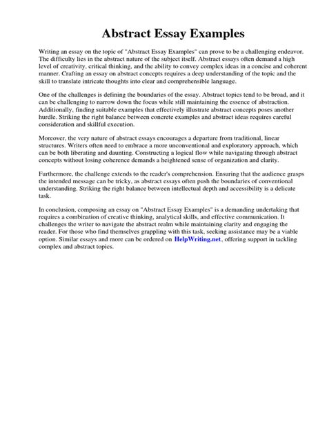 Image result for Essay Abstract Example