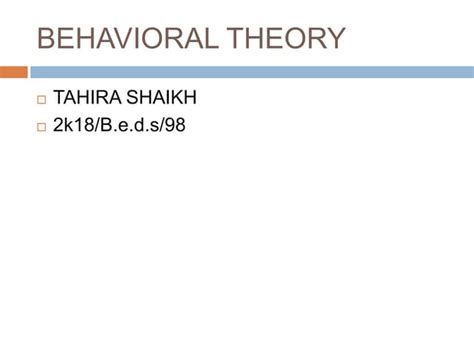 Image result for Behavioral Theory Examples