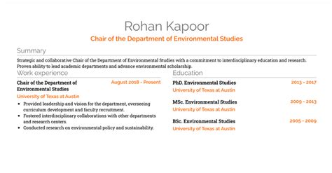 Image result for Academic CV Format PDF