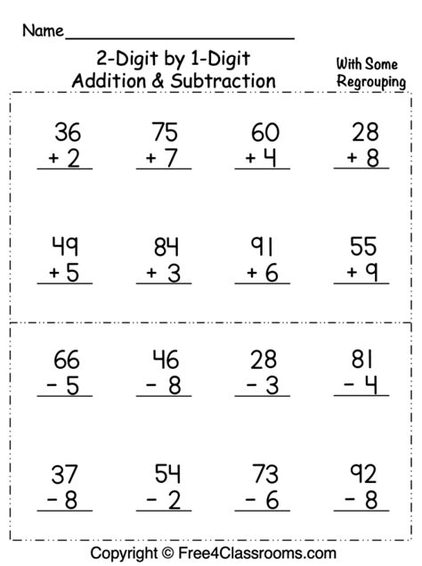 Image result for Two-Digit Addition and Subtraction Worksheet