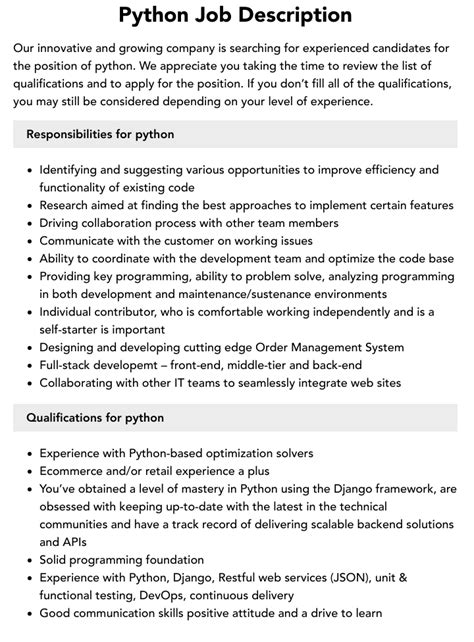 Image result for Python Job Description for Freshers