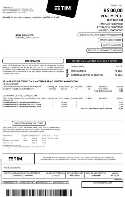 Image result for Recibo Conta Internet Tim