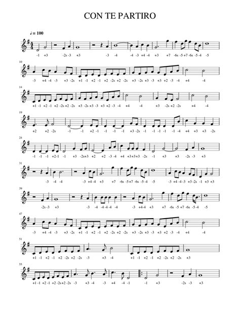 Image result for Con Te Partiro Partition