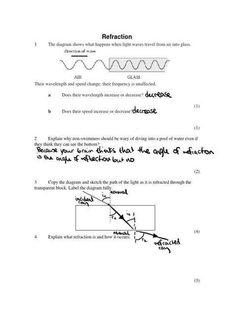 Image result for Reflection/Refraction Absorption Worksheet