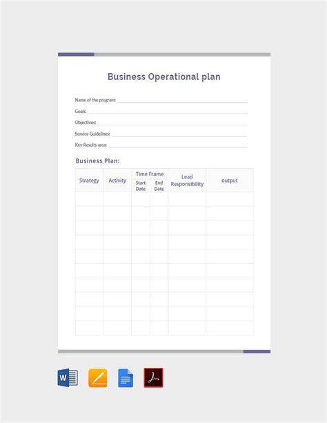 Image result for Business Operational Plan Example