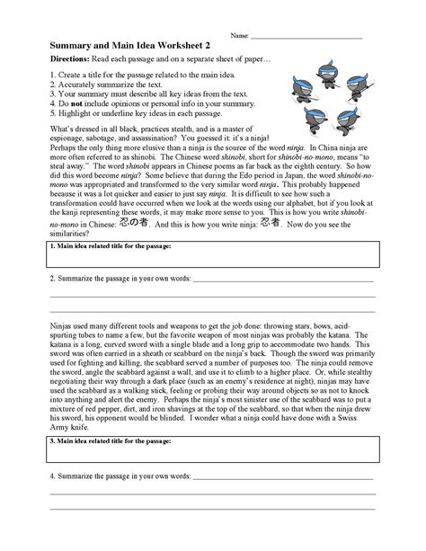 Image result for Summarizing Practice Worksheet