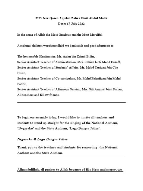 Image result for Script for MC