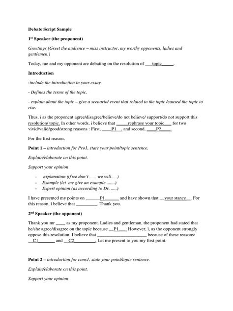 Image result for Debate Examples Script for Intro