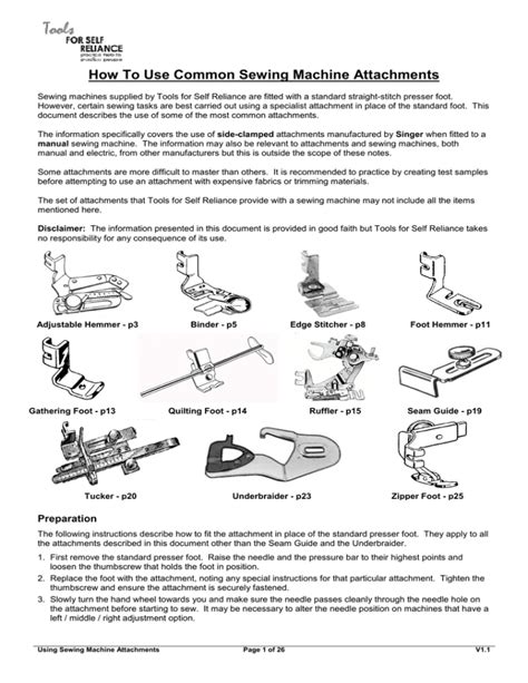 Image result for Singer Sewing Machine Attachments List