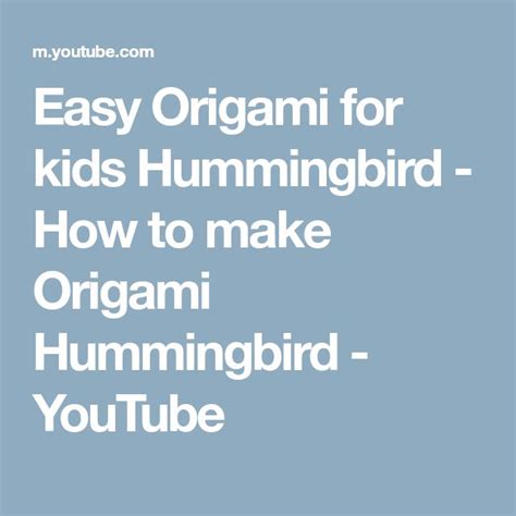 Image result for Easy Origami Hummingbird Tutorial
