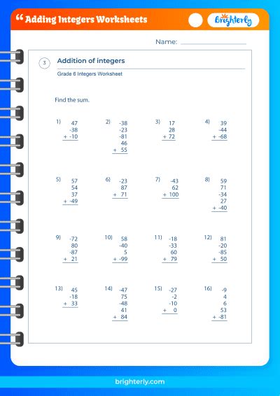 Image result for Adding Integers Free Worksheet