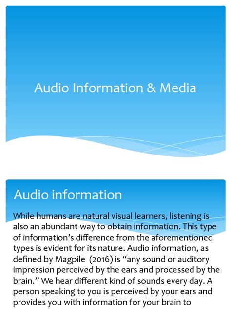 Image result for Example of Audio Information