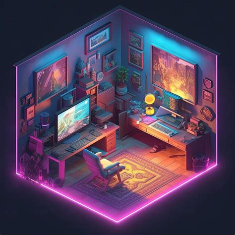 Image result for Neon Computer Room