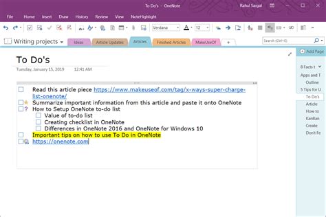 Image result for Using OneNote for to Do List