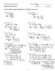 Image result for Implicit Differentiation Worksheet
