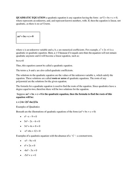 Image result for A Quadratic Equation Example