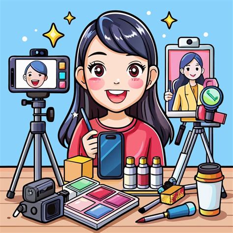 Image result for She Is Recording a Makeup Tutorial Cartoon
