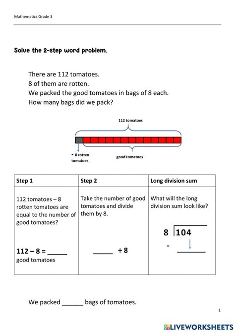 Image result for 2 Step Math Word Problem Worksheets