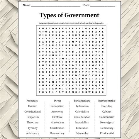 Image result for Types of Government Systems Worksheet