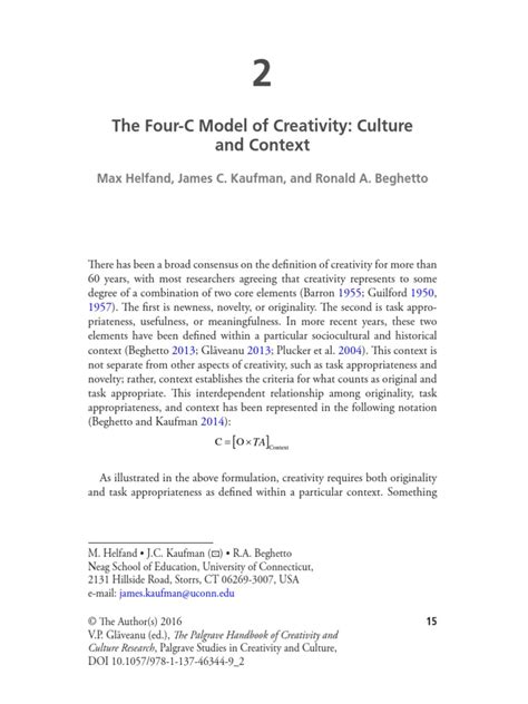 The Four-C Model of Creativity: Culture and Context: Max Helfand, James ...