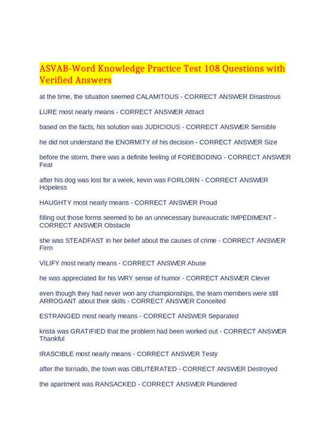 Image result for ASVAB Word Knowledge Practice Test