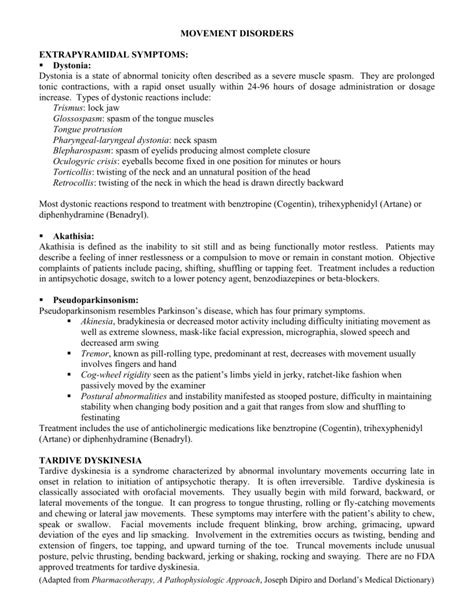 Image result for Extrapyramidal Movement Disorders