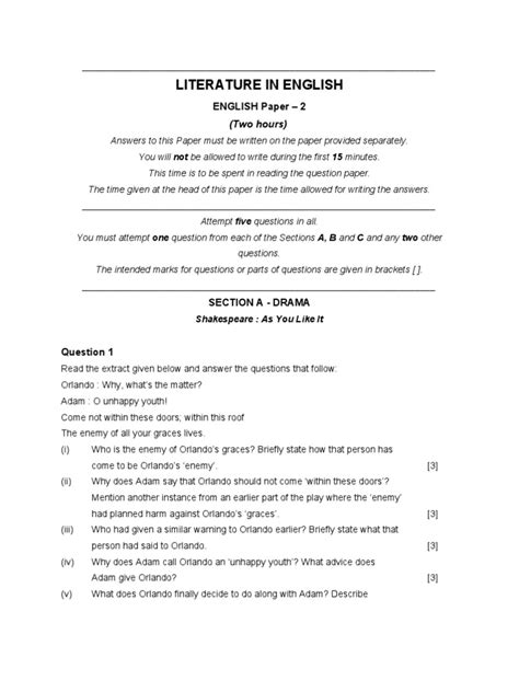 Image result for English Literature Paper 1 Examples