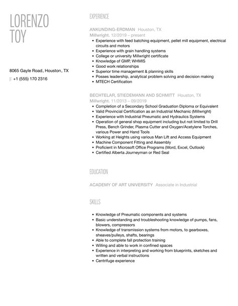 Image result for Millwright Resume Sample