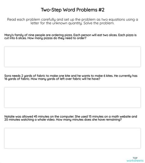 Image result for 2 Step Math Word Problem Worksheets