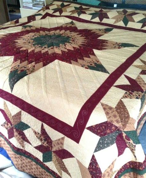 Beautiful Lone Star Quilt with Star Borders