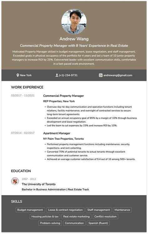 Image result for Property Manager Resume Examples/Samples