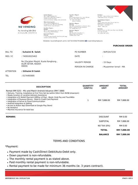 Purchase Order Sample | PDF | Payments | Damages