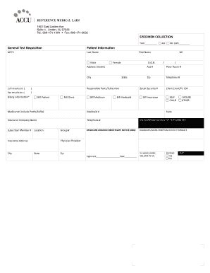 Image result for Accu Reference Lab Requisition Form Template