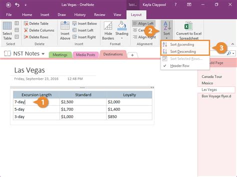 Image result for Sort a Table in OneNote