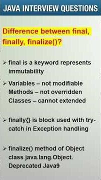 Difference between final finally and finalize #javainterviewquestions