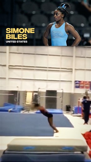 Simone Biles performing a Triple Pike onto the pit (Yurchenko Double Pike drill). #gymnastics | Sporteverywhere