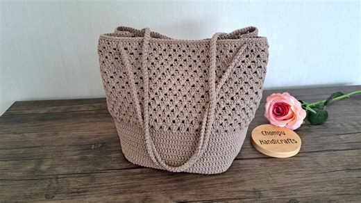 Crochet tote bag Step by Step tutorial #diy #crochet #crochetbag | Chompu Handicrafts