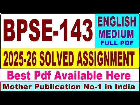 BPSE 143 solved assignment 2025-26 || bpse 143 solved assignment 2026 in English || ignou bpse143