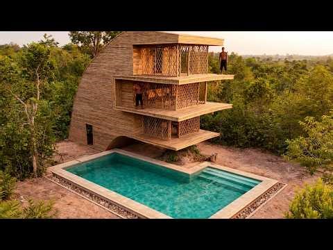 120 Days Alone Building a 3-Story Bamboo Villa With Swimming Pool, Real Life