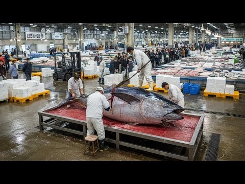 Fast cut giant bluefin tuna zero waste master breakdown