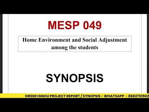 IGNOU MESP 049 Project Synopsis | Latest Format & Approved Topics