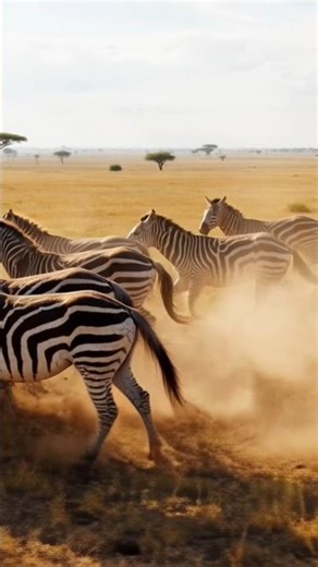 Thundering Hooves Zebras Racing Across the Savannah 🦓 #wild #world #shortvideo#Africa #Zebras