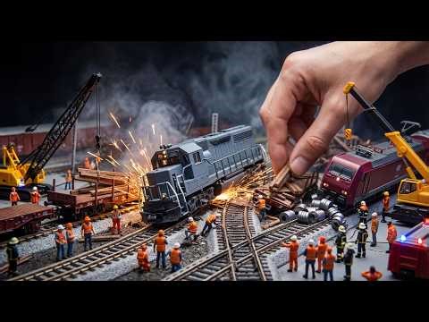 Satisfying Miniature Train Crash & Full Railway Switching Yard Restoration | Construction Miniature