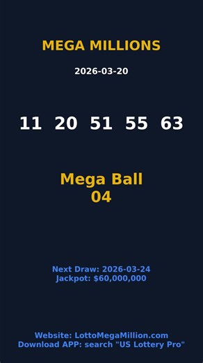 US Lottery Results - Mega Millions Results 2026-03-20