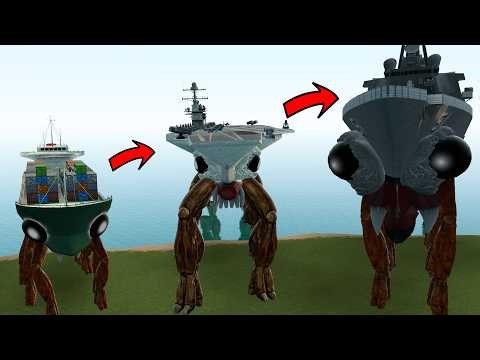 NEW EVOLUTION OF CRABFRIGATE FROM CRABTANIC AND CRABCRAFTCARRIER VS ALL MONSTERS In Garry's Mod!