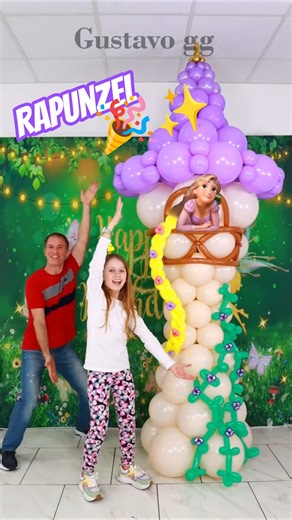 Let your hair down! 👱‍♀️🏰 Pure Tangled magic 💜🦄 Balloon decoration ideas 🥳 birthday Rapunzel