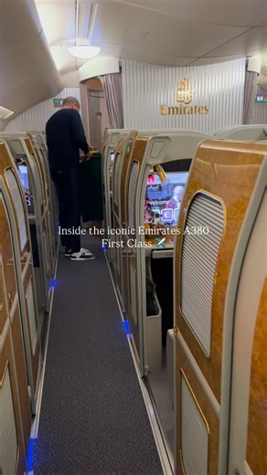 Travel + Lifestyle on Instagram: "One of the best experiences in the skies, inside the iconic Emirates A380 First Class ✨ Soft mood lighting, next-level inflight entertainment and attention to detail in every meal, #emirates continues to set the standard for luxury travel and this is what premium flying feels like. Also, showering at 40,000 feet hits different 🚿 📍 Route: Milan to Dubai ✈️ Aircraft: Airbus A380 ⭐️⭐️⭐️⭐️⭐️ experience #firstclass #emiratesairline #firstclasstravel #a380"