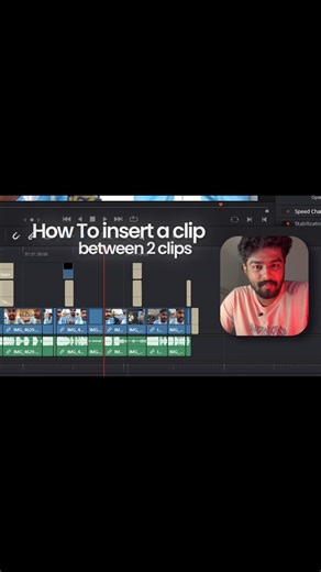 ANANTHU on Instagram: "How to insert a clip between 2 clips Davinci resolve editing tutorial for beginners . . #editing #tutorial #davinciresolve #editor"