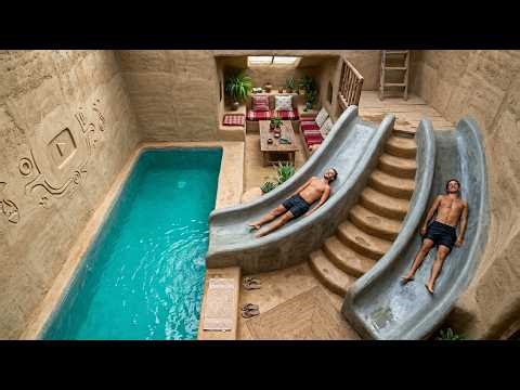 Hard Work to Build Underground House with Private Underground Living King Room and Swimming Pool