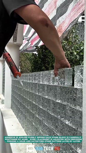 Installing Decorative Glass Blocks with Adhesive – Satisfying jobs and machinery in the world